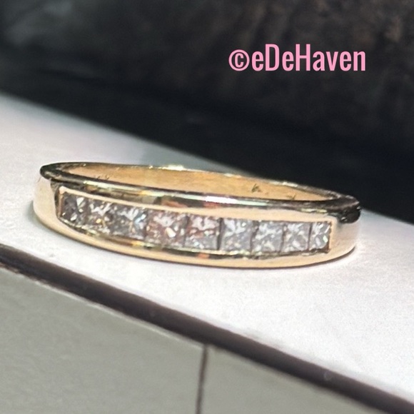 Jewelry | 14k Princess Cut Diamond Chanel Band Ring | Poshmark